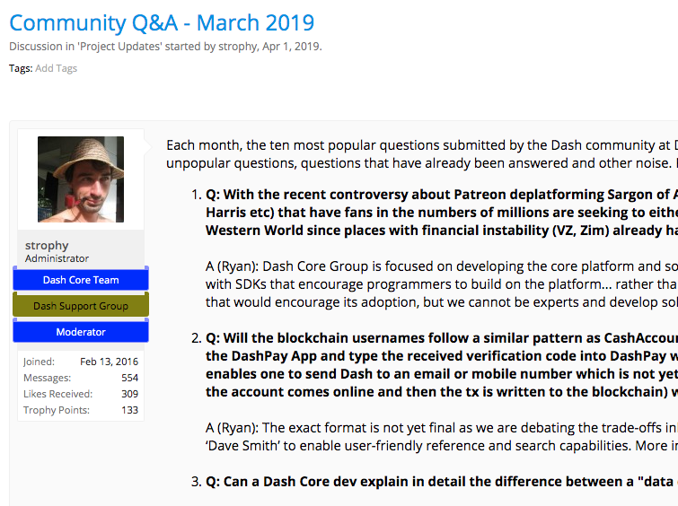 Dash Community Q&A - March 2019 - Dash