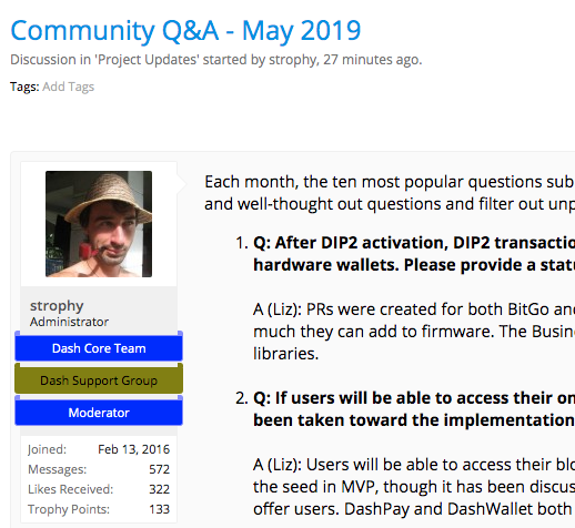 Dash Community Q&A - May 2019 - Dash